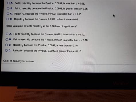Solved The P Value For A Hypothesis Test Is Shown Use The