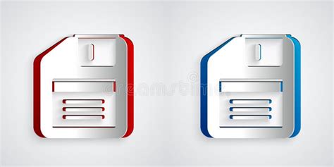 Paper Cut Floppy Disk For Computer Data Storage Icon Isolated On Grey Background Diskette Sign