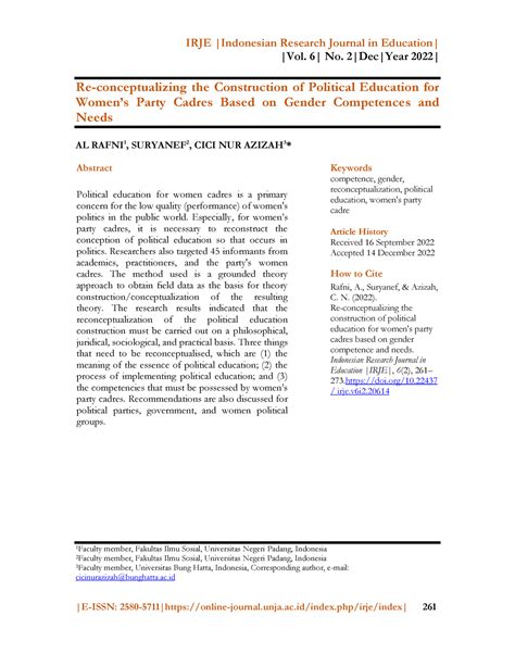 Re Conceptualizing The Construction Of Political Education For Women S Party Cadres Based On