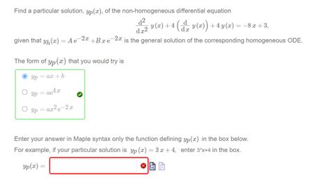 Solved Find A Particular Solution Yp X Of The Chegg Com