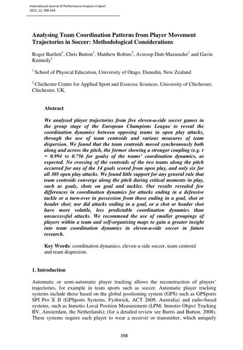 pdf analysing team coordination patterns from player movement