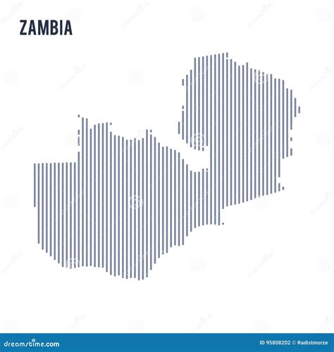 Vector Abstract Hatched Map Of Zambia With Vertical Lines Isolated On A