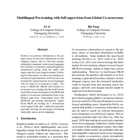 Multilingual Pre Training With Self Supervision From Global Co Occurrence Information Acl
