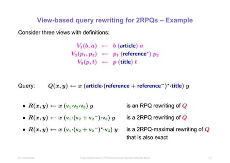 View Based Query Processing In Semistructured Data Ppt
