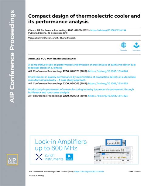 Pdf Compact Design Of Thermoelectric Cooler And Its Performance Analysis