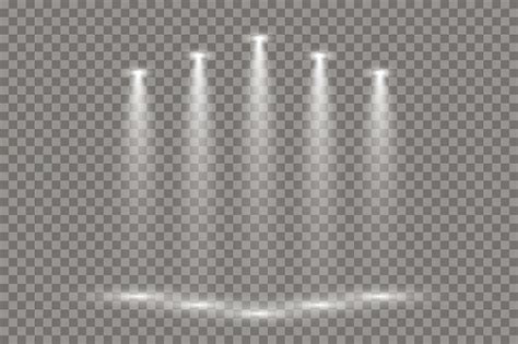 빛의 사실적인 묘사 무대 조명 램프 또는 스포트라이트에서 나오는 빛 조명이 켜진 장면 투명한 배경입니다 벡터 그림입니다 0명에 대한 스톡 벡터 아트 및 기타 이미지 Istock