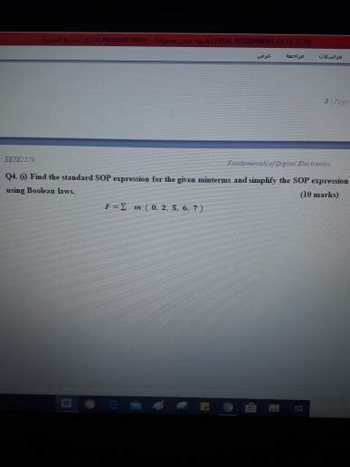 Solved Ii Simplify The Above Standard Sop Expression Using
