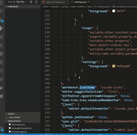Themes Icon Theme Is Wiped Out From Settings Json When Running Vscode With Disable