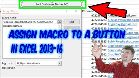 How To Add A Macro To A Button In Excel 2016 Youtube