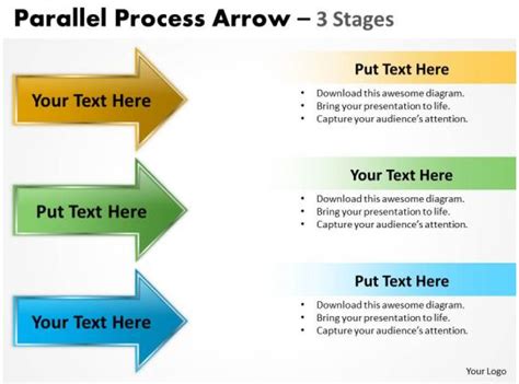 Parallel Process Arrow 3 Stages 11 Presentation Graphics Presentation PowerPoint Example