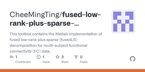 Github Cheemingtingfused Low Rank Plus Sparse Recovery This Toolbox Contains The Matlab