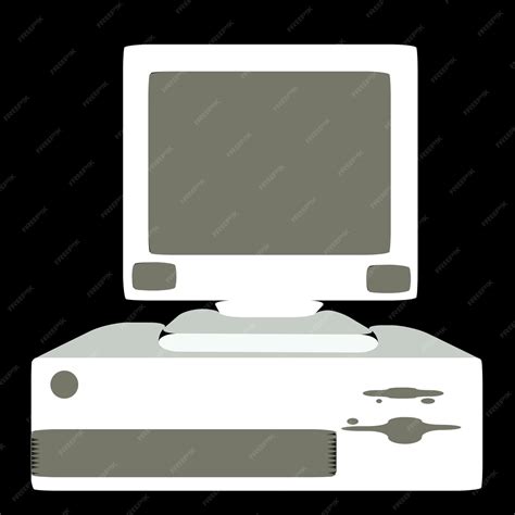 Premium Vector White Retro Hipster Antique Old Antique Personal Computer With Rounded Corners