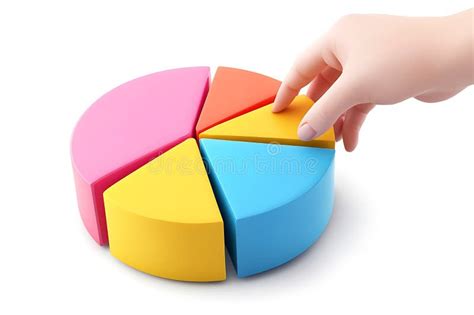 3d Colorful Pie Chart Hand Interaction Business Data Analysis Infographic Stock Illustration