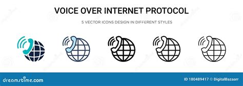 Voice Over Internet Protocol Icon In Filled Thin Line Outline And Stroke Style Vector