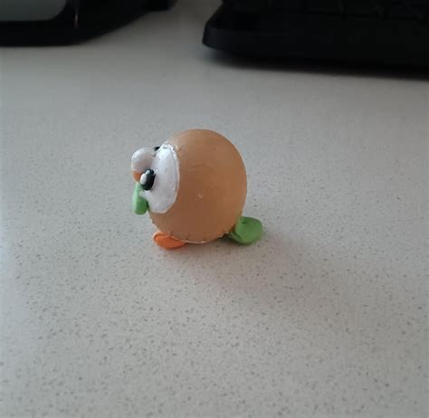 [oc] Made A Tiny Rowlet Out Of Polymer Clay R Pokemonart