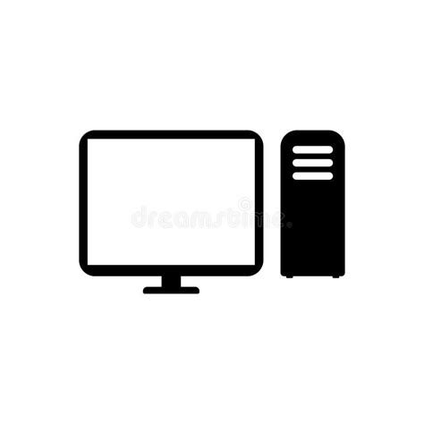 Desktop Computer Black Icon On A White Background System Unit Vector