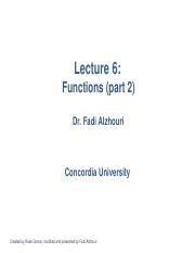 Lecture 6 Functions Part 2 Pdf Lecture 6 Functions Part 2 Dr Fadi