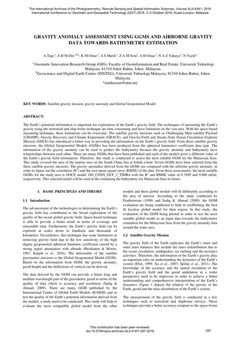 Pdf Gravity Anomaly Assessment Using Ggms And Airborne Gravity Data Towards Bathymetry Estimation