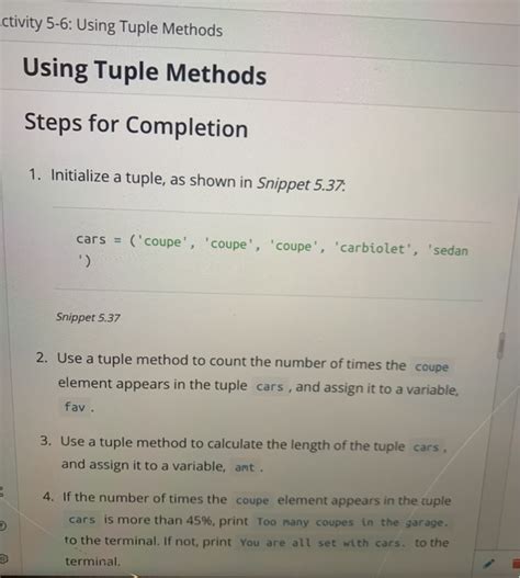 Solved Ctivity 5 6 Using Tuple Methods Using Tuple Methods