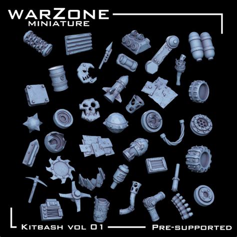 3d Printable Kitbash Vol 01 Ork 40 Unique Pieces By Warzone Miniature