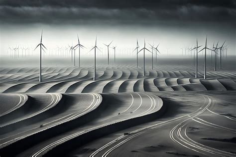 Premium Ai Image Green Ecological Power Energy Generation Wind Farm Eco Field Neural Network