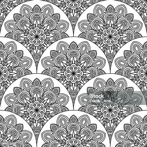 추상 만다라 물고기 스케일 원활한 패턴 장식 타일 모자이크 배경입니다 꽃 패치 워크 무한대 카드 아랍어 인도 오스만 모티브 벡터 그림입니다 고풍스런에 대한 스톡 벡터 아트