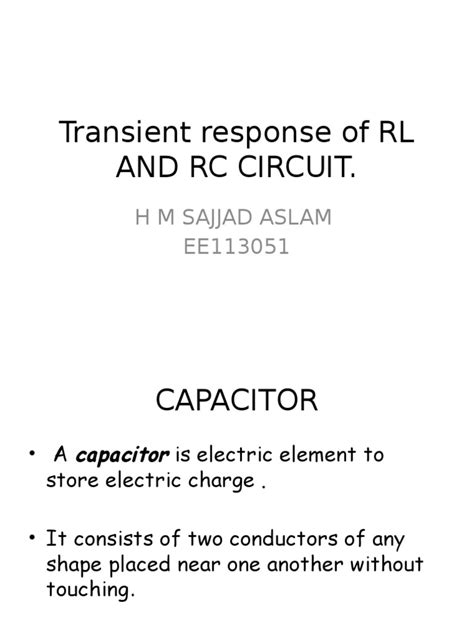 Transient Response Of Rl And Rc Circuit Inductor Inductance