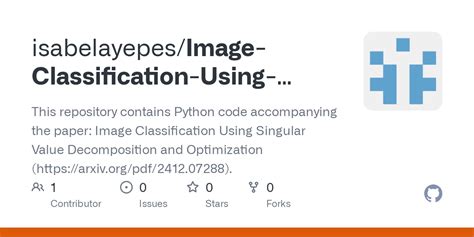 GitHub Isabelayepes Image Classification Using Singular Value