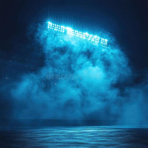 Blue Stadium Lights With Night Smoke And Stage Stock Illustration