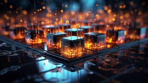 Premium Ai Image Cyber Big Data Flow Blockchain Data Fields Network Line Connect Stream