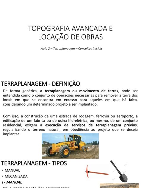 Aula 2 Terraplanagem Conceitos Iniciais Pdf Argila Solo