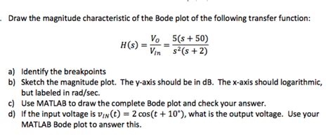 Solved Draw The Magnitude Characteristic Of The Bode Plot Of Chegg Com