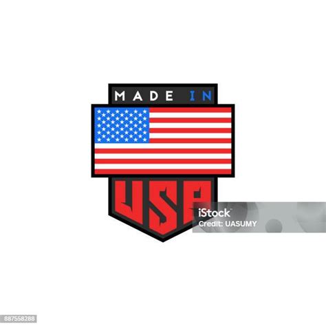 미국 상징 디자인 했다 미국 품질의 애국적인 상징 미국 플래그입니다 국가 제품 보증 슬로건 티셔츠 인쇄 또는 스티커 디자인 요소 T 셔츠에 대한 스톡 벡터 아트 및 기타