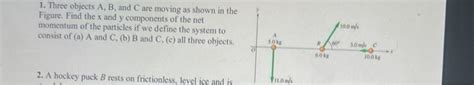 Solved Three Objects A B And C Are Moving As Shown In Chegg