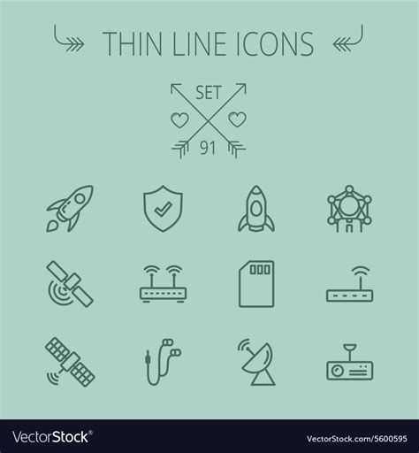 Technology Thin Line Icon Set Royalty Free Vector Image