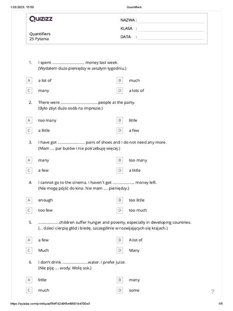 Quantifiers Test V2 Pdf