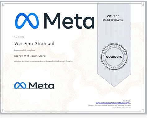 Waseem Shahzad On Linkedin Django Webdevelopment Courseracompletion Mvcarchitecture