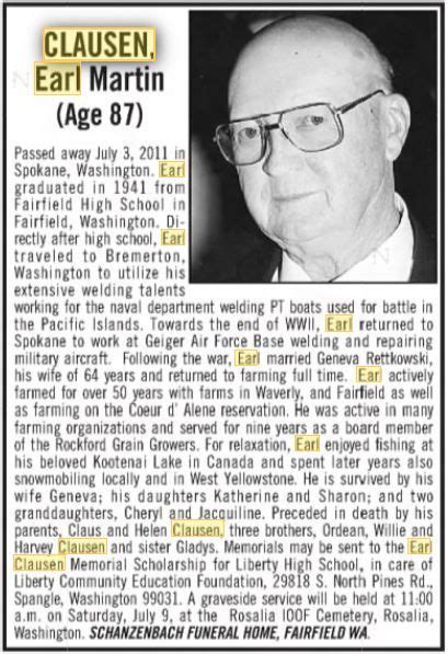 earl martin clausen 1923 2011 find a grave memorial
