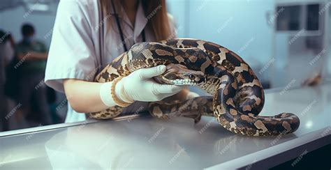 Premium Photo Vet Examining A Python In A Veterinary Clinic Veterinary Medicine Concept