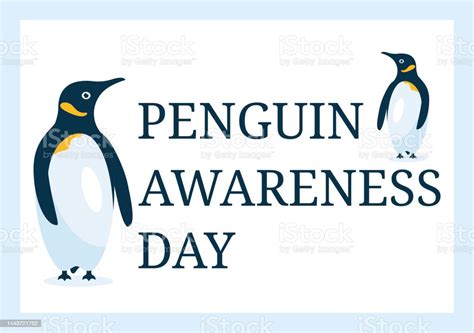 1월 20일 해피 펭귄 인식의 날은 평평한 만화 손으로 그린 템플릿 일러스트레이션에서 펭귄 개체수와 자연 서식지를 유지하기 위해 1월에 대한 스톡 벡터 아트 및 기타 이미지