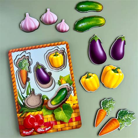 Деревяні пазли вкладки більше чи менше Кошик з овочами 1 Оптом від Віробника — Купити