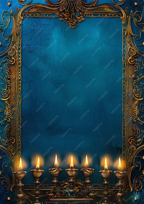 Hanukkah Menorah Tray Hanukkah Jewish Border Frame Premium Ai
