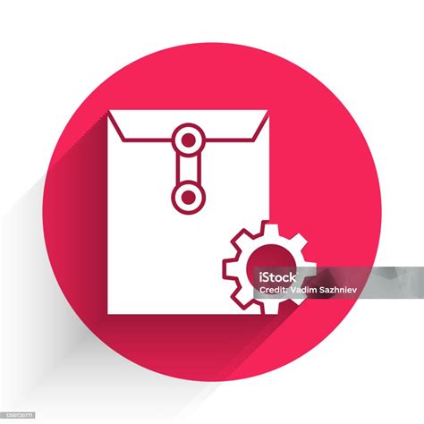 긴 그림자로 격리된 흰색 봉투 설정 아이콘입니다 빨간색 원 버튼입니다 벡터 일러스트레이션 개념에 대한 스톡 벡터 아트 및 기타 이미지 Istock