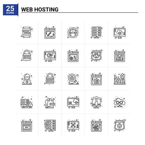 25 Web Hosting Icon Set Vector Background 17965587 Vector Art At Vecteezy
