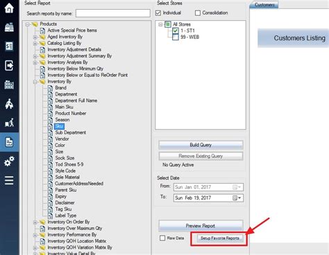 setting up favorite reports buttons woopos support