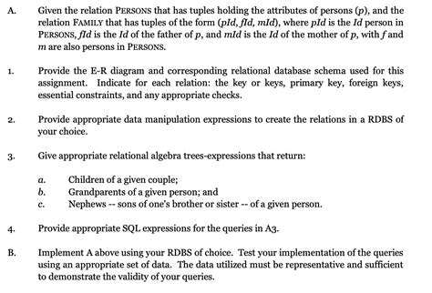 Solved A Given The Relation Persons That Has Tuples Holding