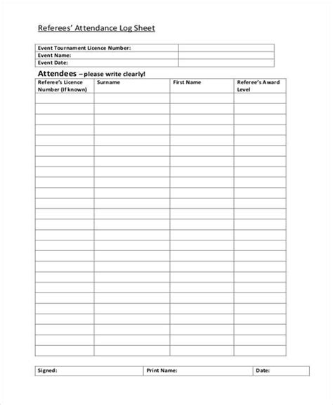 FREE Log Sheet Templates In PDF