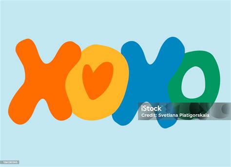 손으로 쓴 단어 Xoxo 복고풍 60 년대 70 년대 디자인 사랑 로맨스 발렌타인 데이 컨셉 1960 1969 년에 대한 스톡