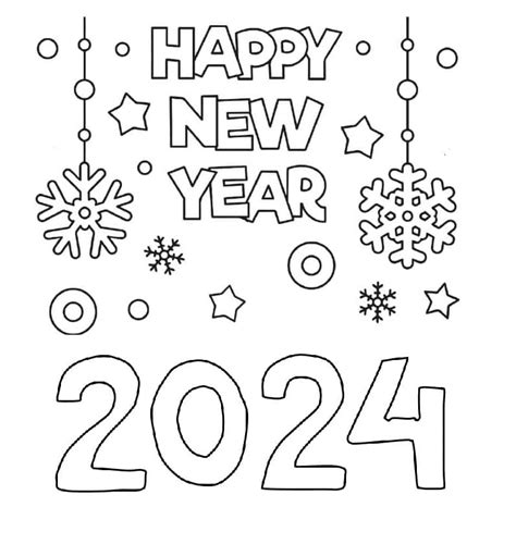 Coloriage Bonne Année 2024 télécharger et imprimer gratuit sur