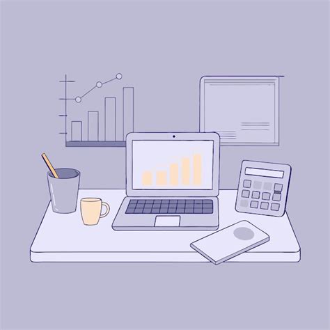 Premium Vector A Computer With A Graph On The Screen And A Graph On The Top Of It